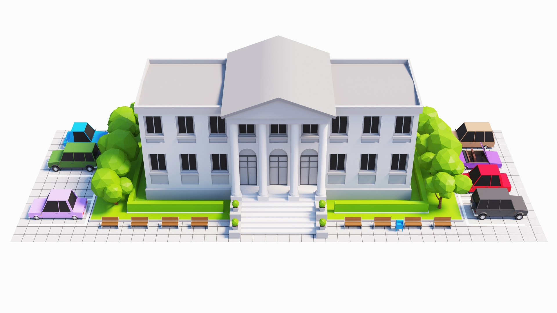 Cartoon Town Hall Model - TurboSquid 1872563