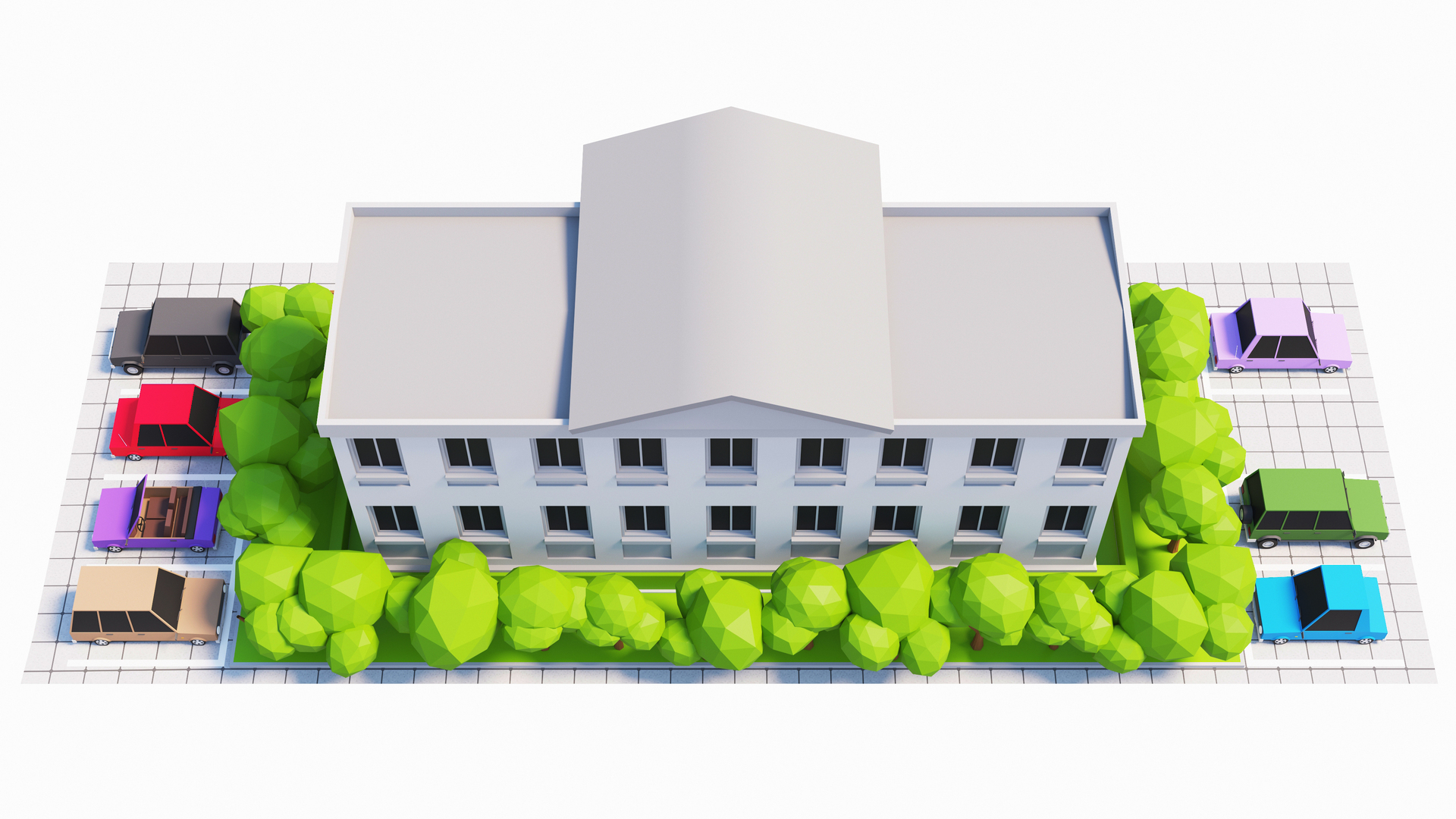 Cartoon Town Hall model - TurboSquid 1872563