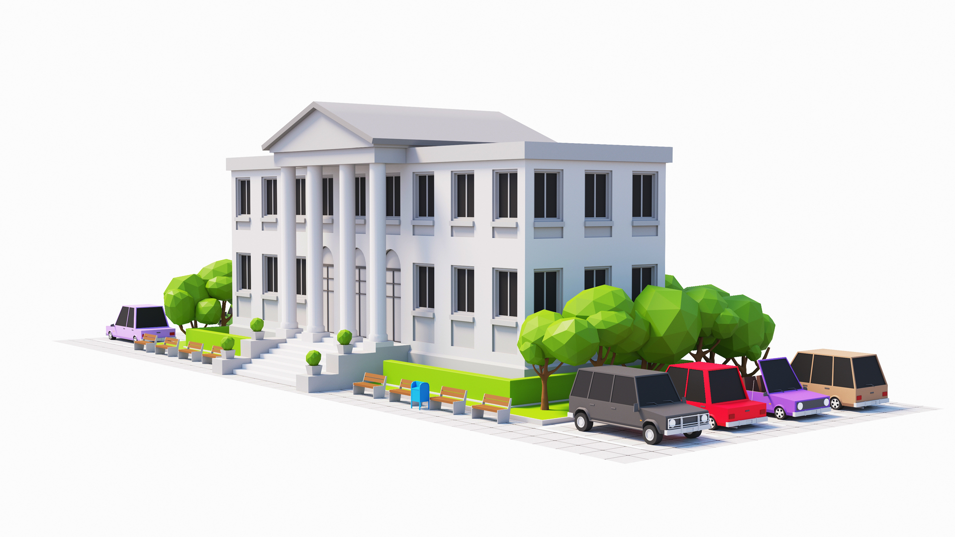 Cartoon Town Hall model - TurboSquid 1872563