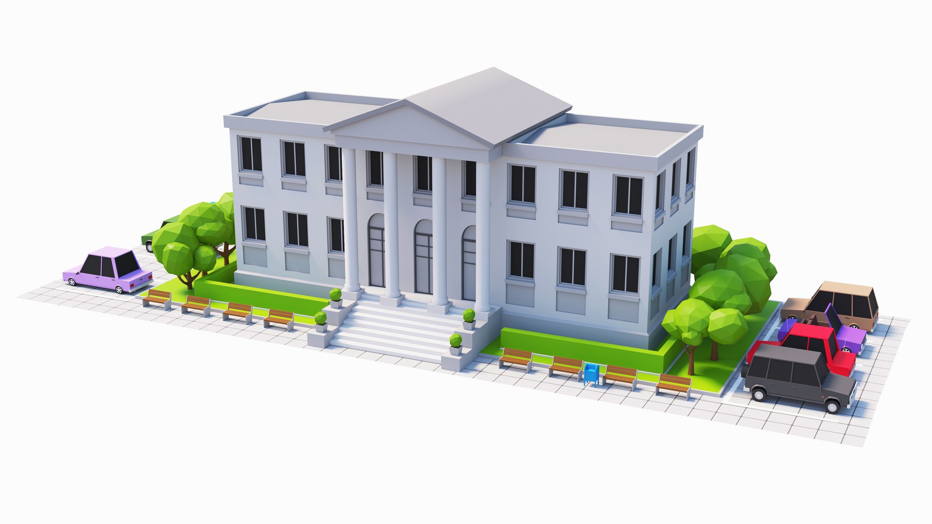 Cartoon Town Hall Model - TurboSquid 1872563