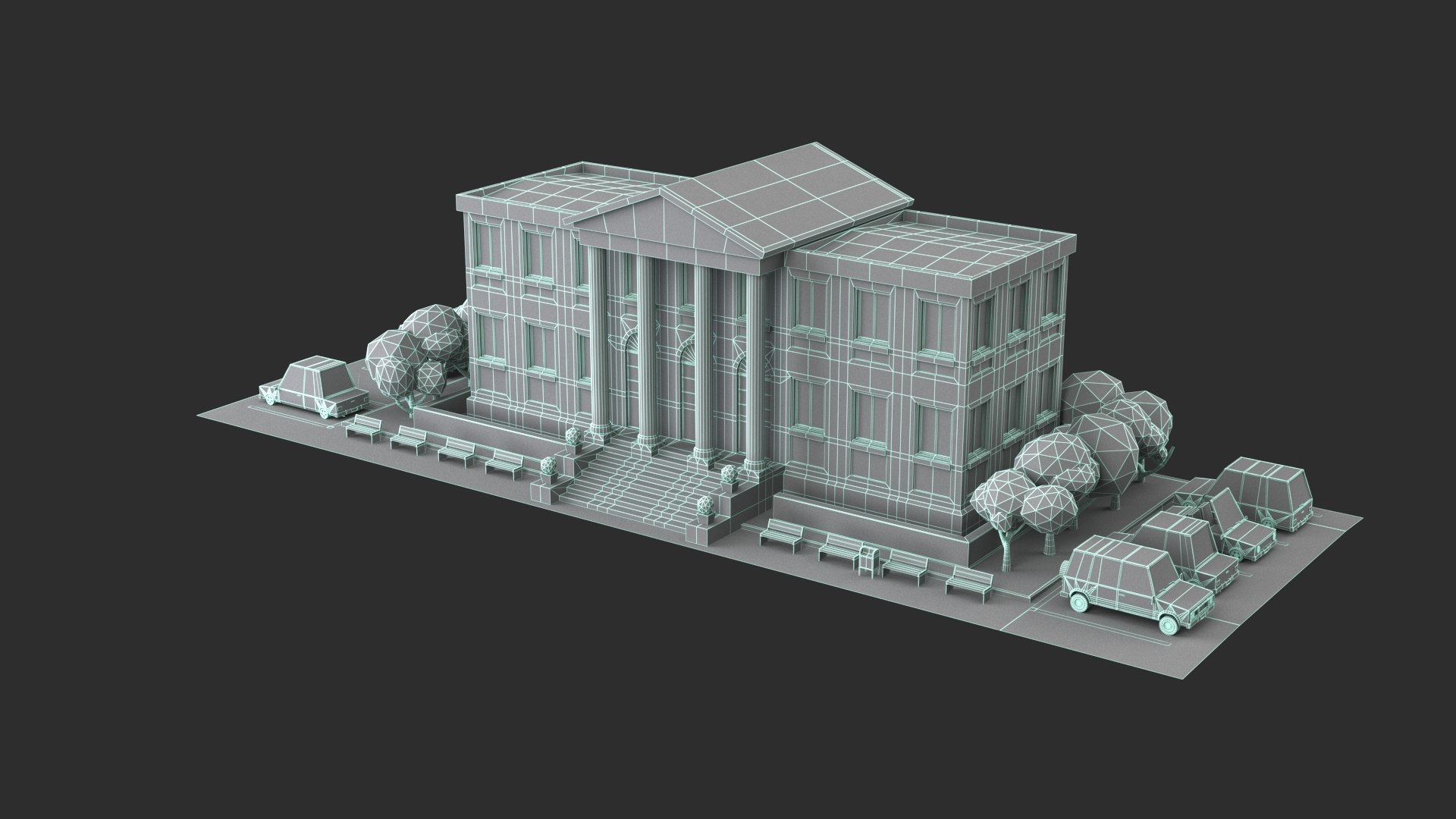 Cartoon Town Hall Model - TurboSquid 1872563