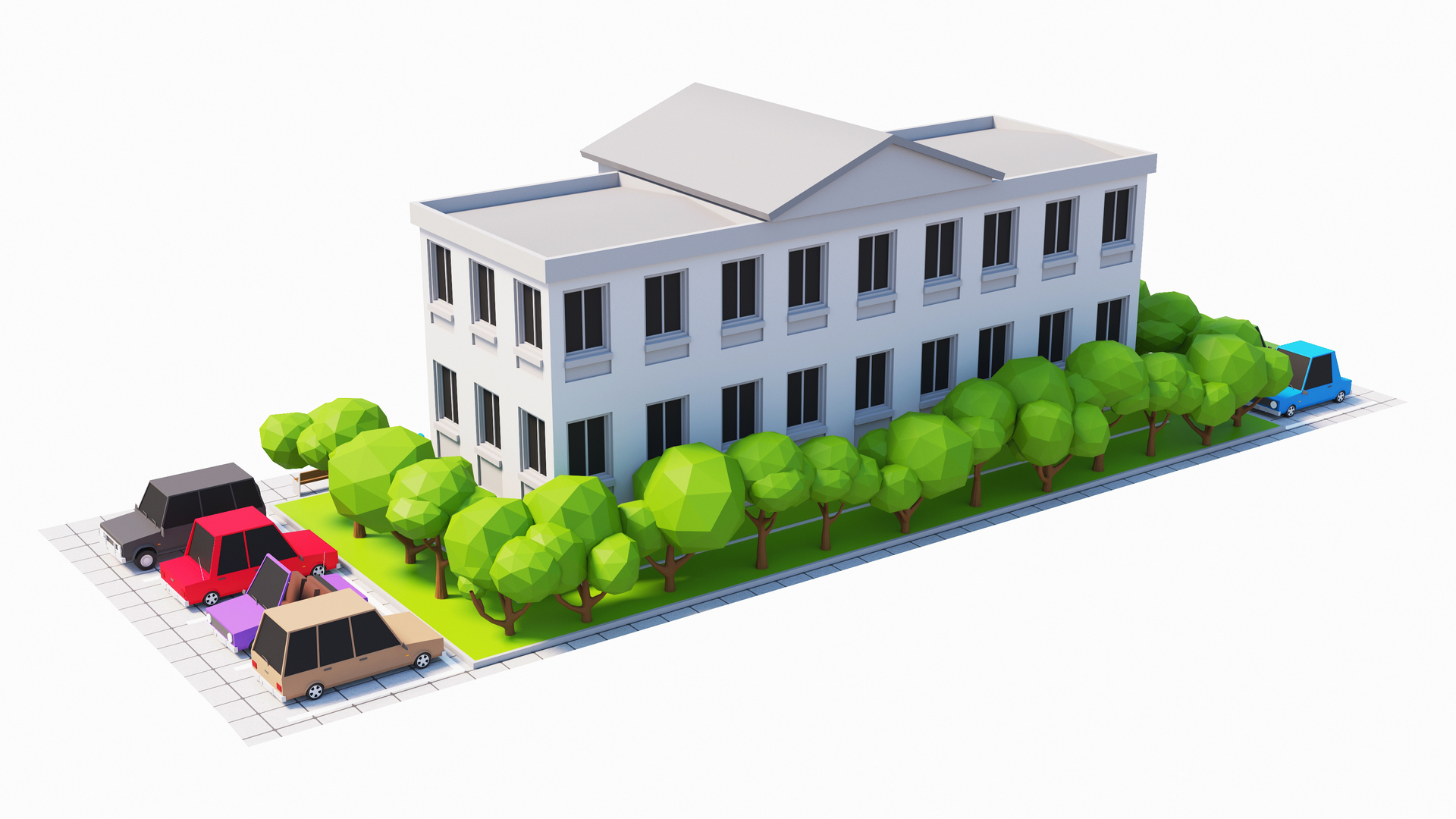 Cartoon Town Hall model - TurboSquid 1872563