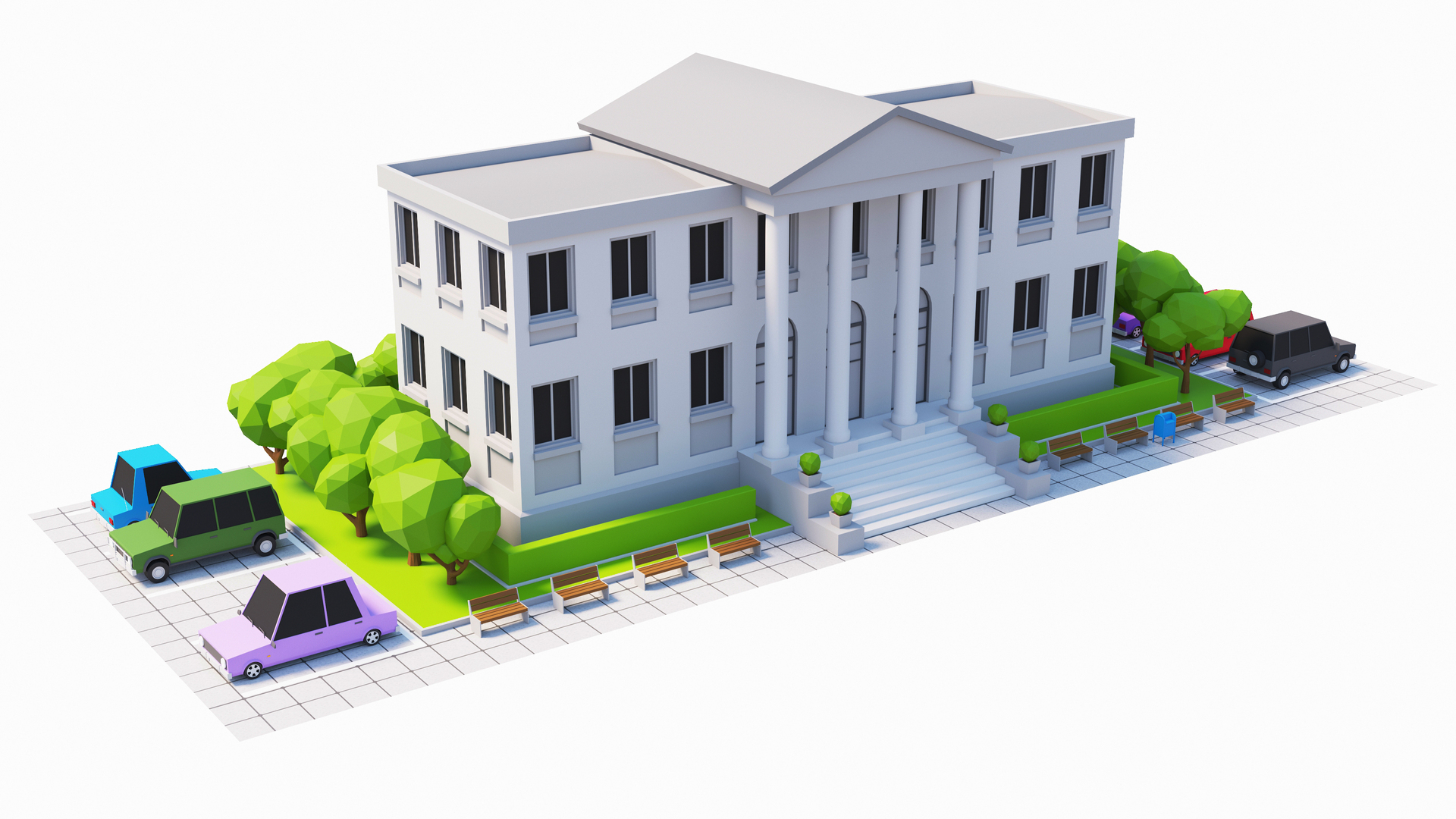 Cartoon Town Hall model - TurboSquid 1872563