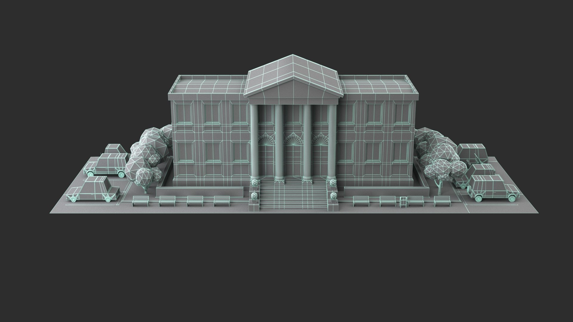 Cartoon Town Hall Model - TurboSquid 1872563