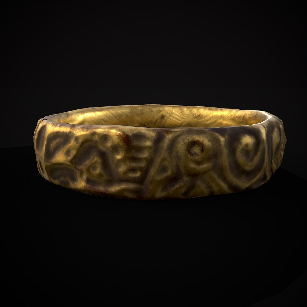 3D model Medieval Carved Gold Ring - TurboSquid 2052891