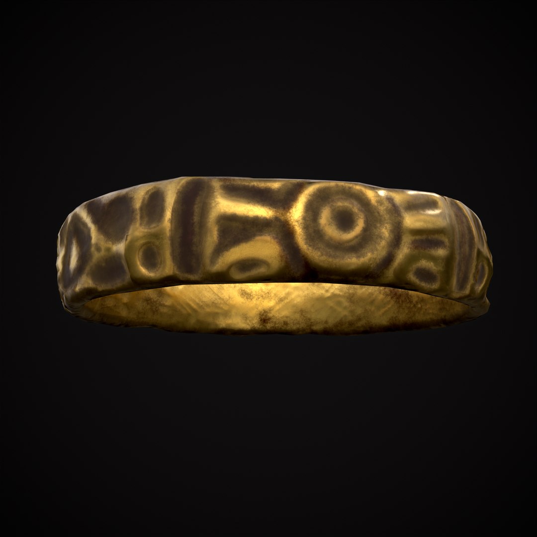 3D model Medieval Carved Gold Ring - TurboSquid 2052891