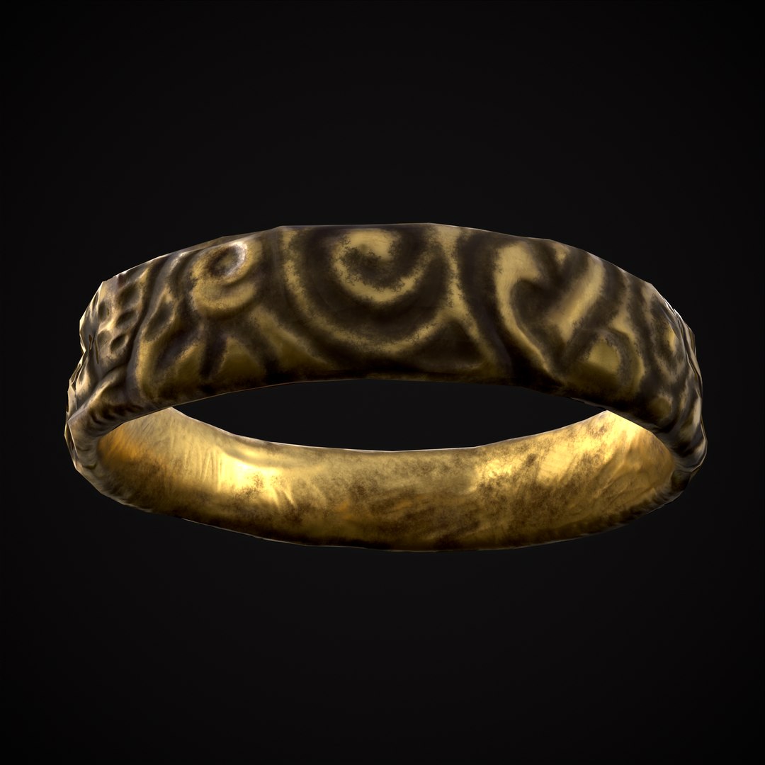 3D model Medieval Carved Gold Ring - TurboSquid 2052891