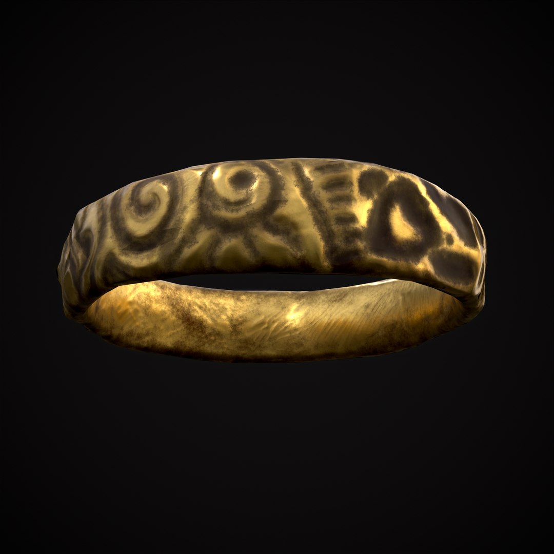 3D model Medieval Carved Gold Ring - TurboSquid 2052891