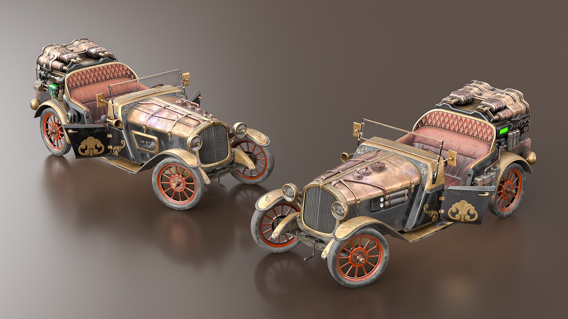 Vintage Steampunk Convertible Rigged For Maya 3D - TurboSquid 2412741