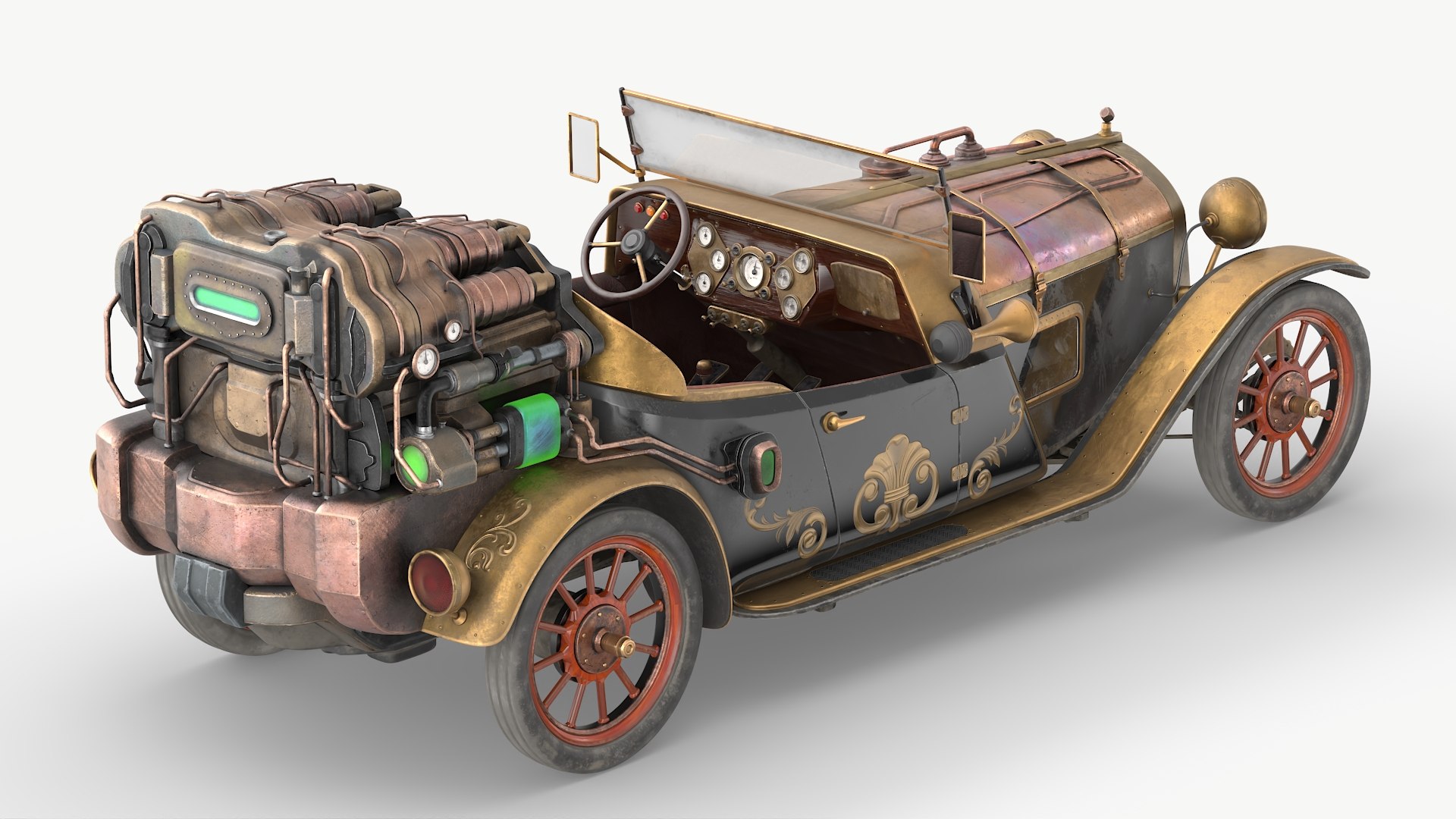 Vintage Steampunk Convertible Rigged For Maya 3D - TurboSquid 2412741