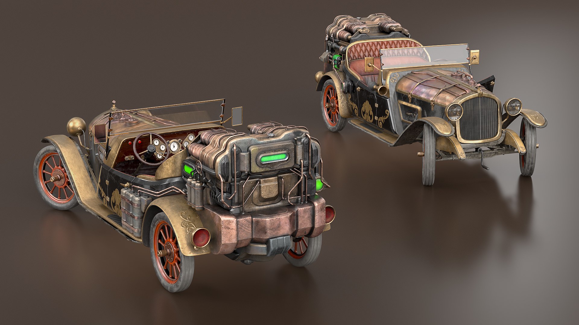 Vintage Steampunk Convertible Rigged For Maya 3D - TurboSquid 2412741