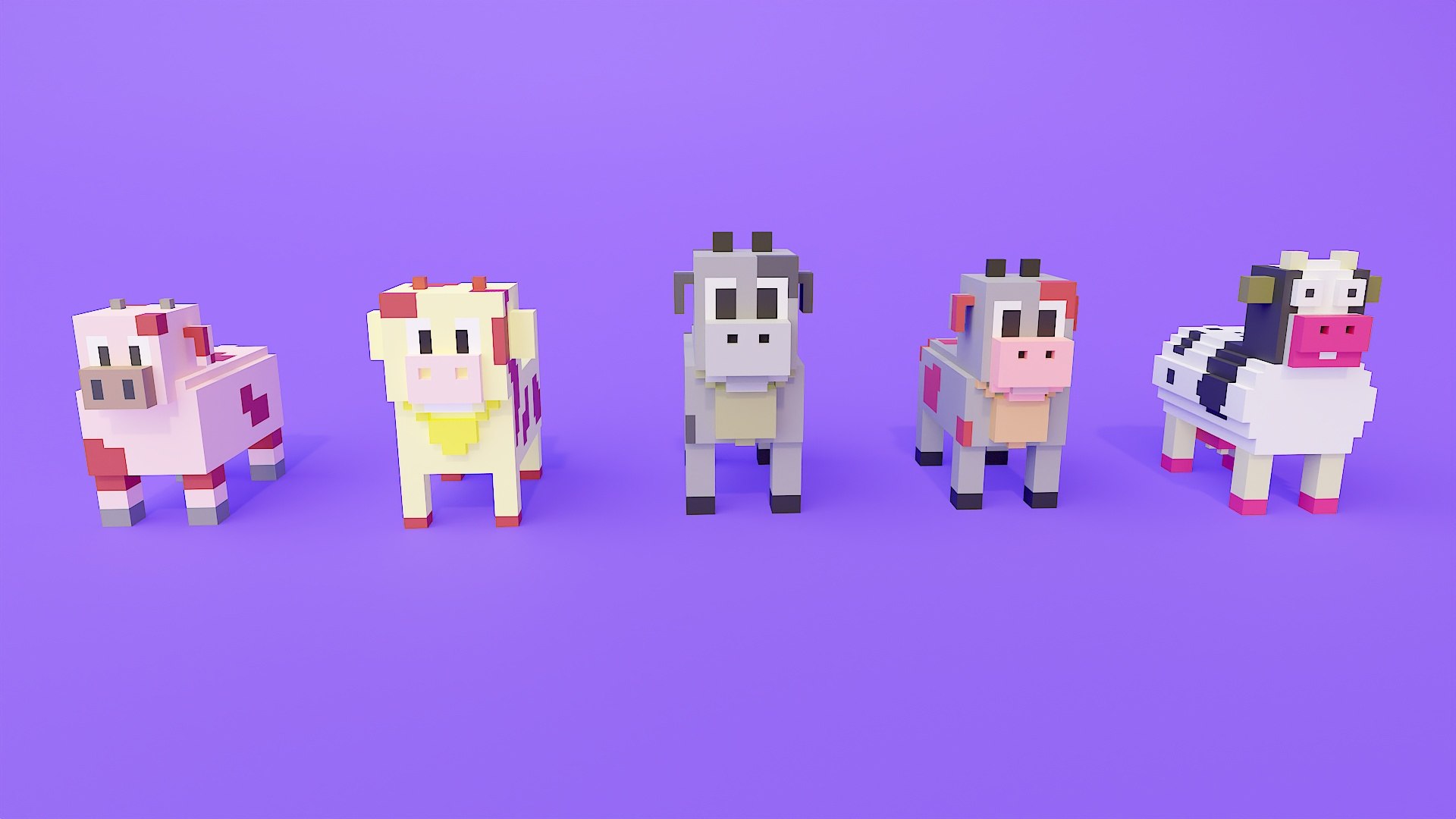 Cow Voxel Art Pack 3d Model 3D - TurboSquid 2182598