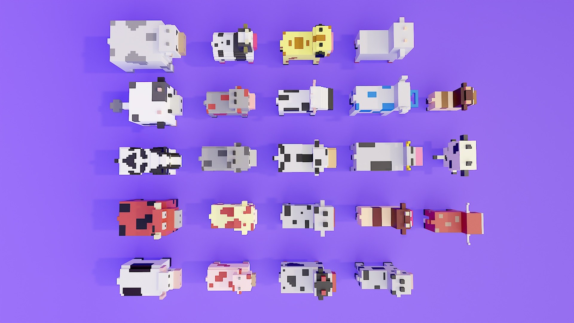 Cow Voxel Art Pack 3d Model 3D - TurboSquid 2182598