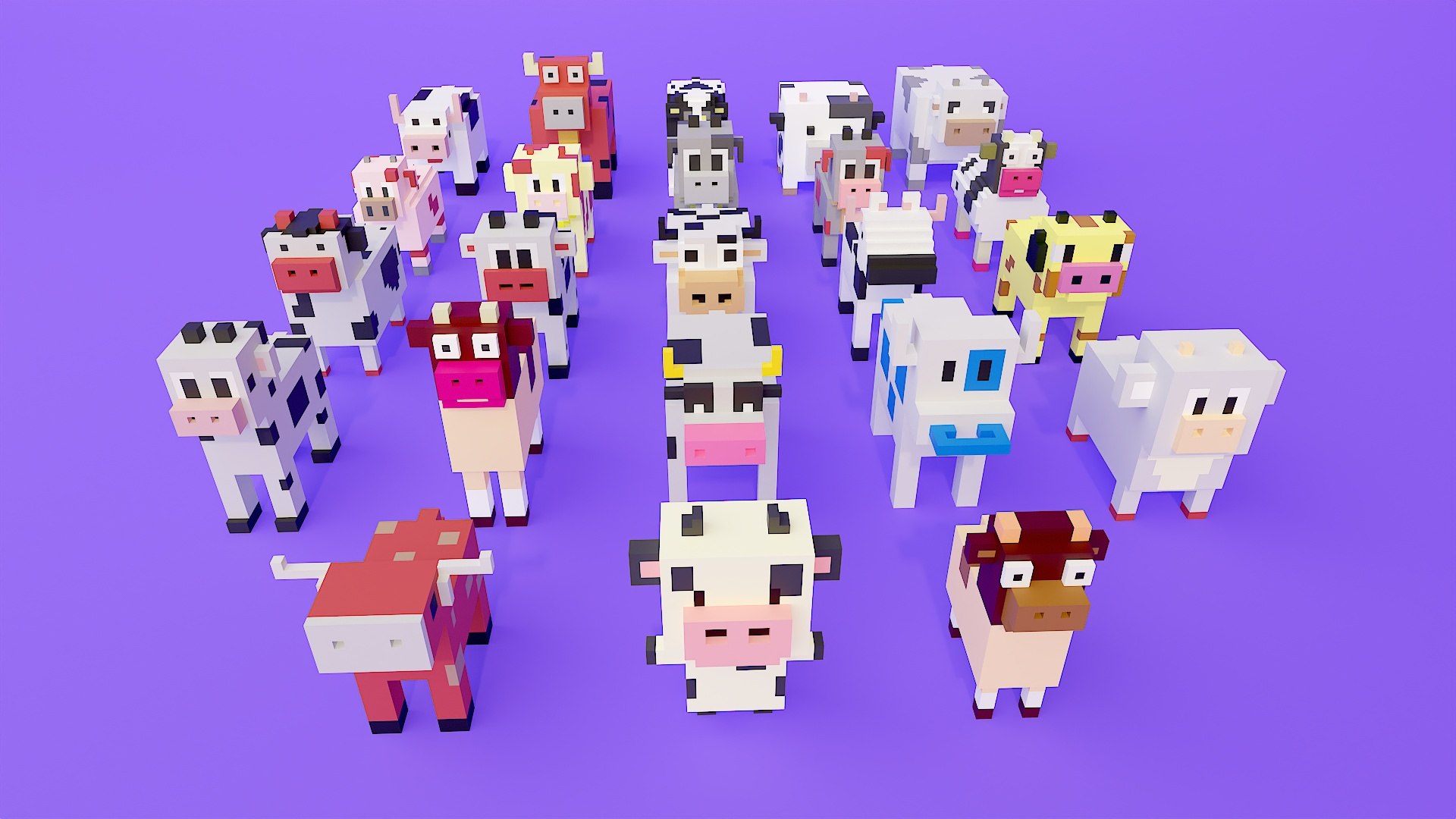 Cow Voxel Art Pack 3d Model 3D - TurboSquid 2182598