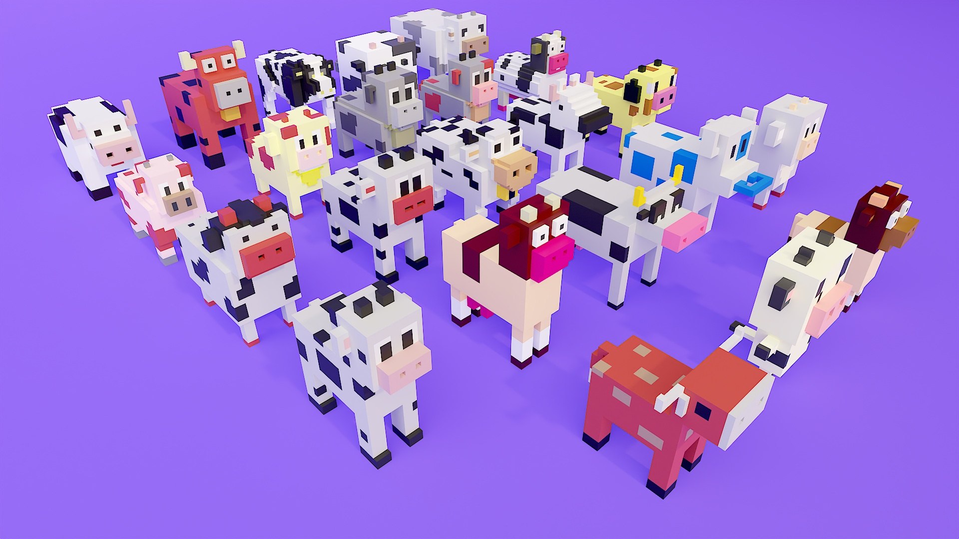 Cow Voxel Art Pack 3d Model 3D - TurboSquid 2182598
