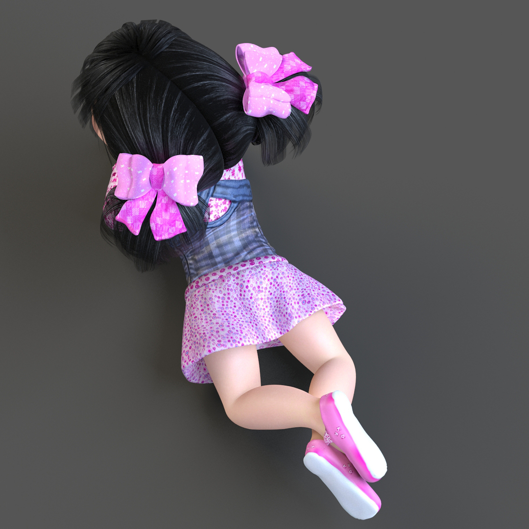 3d cartoon child girl rigged model