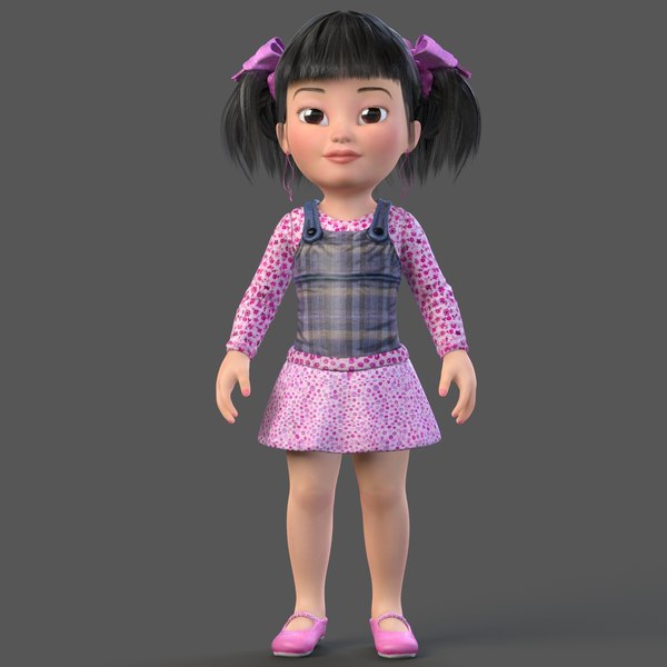 3d cartoon child girl rigged model