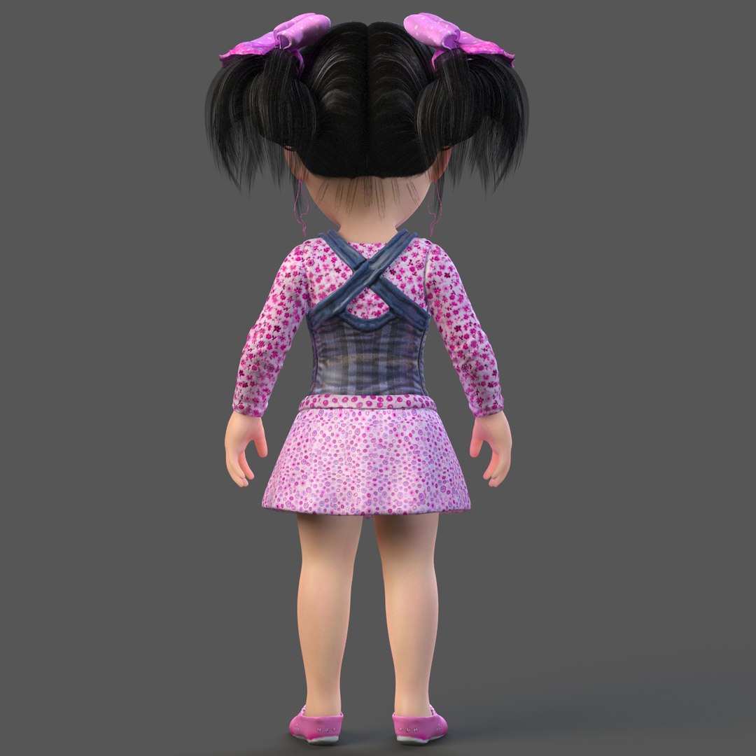 3d Cartoon Child Girl Rigged Model