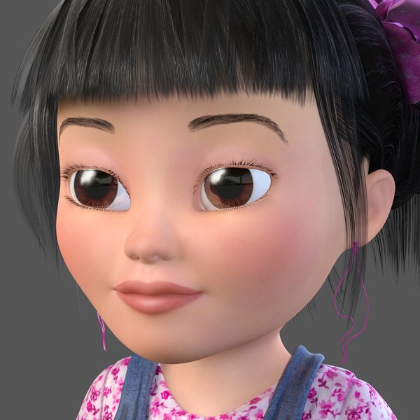 3d cartoon child girl rigged model
