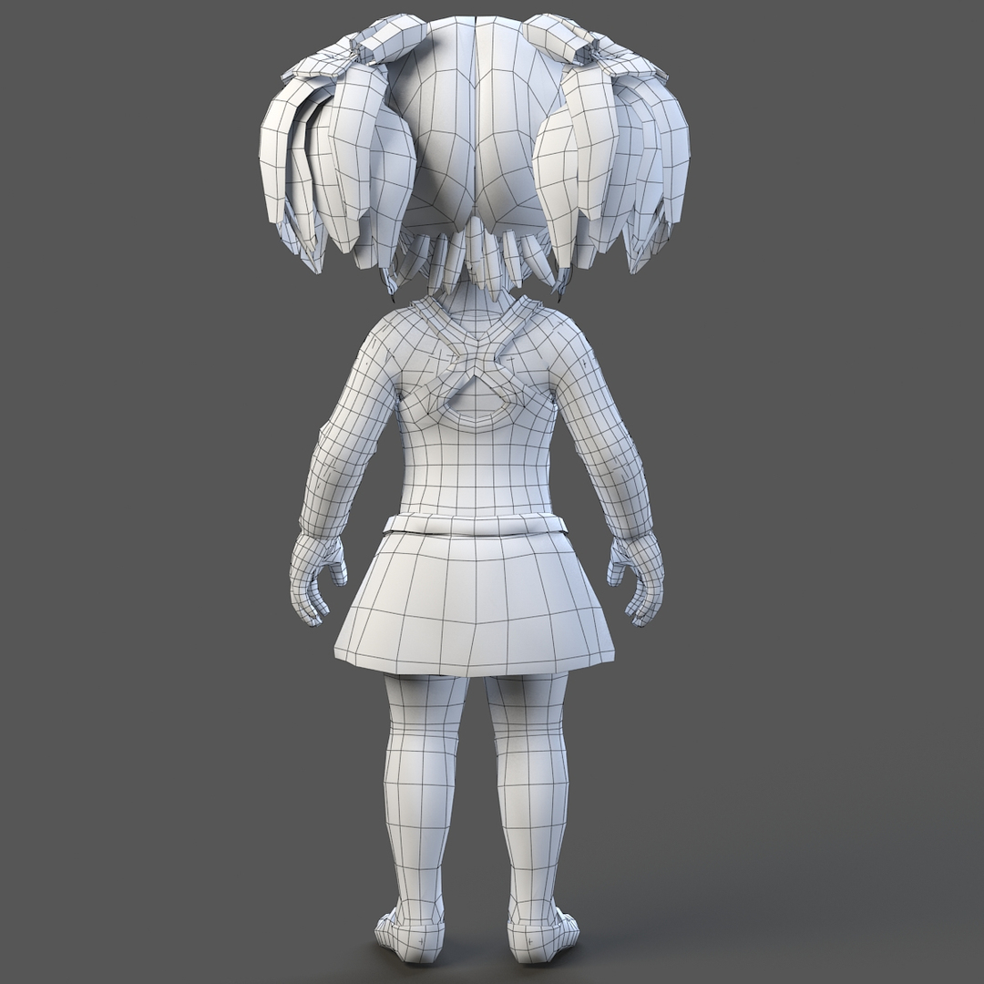 3d cartoon child girl rigged model
