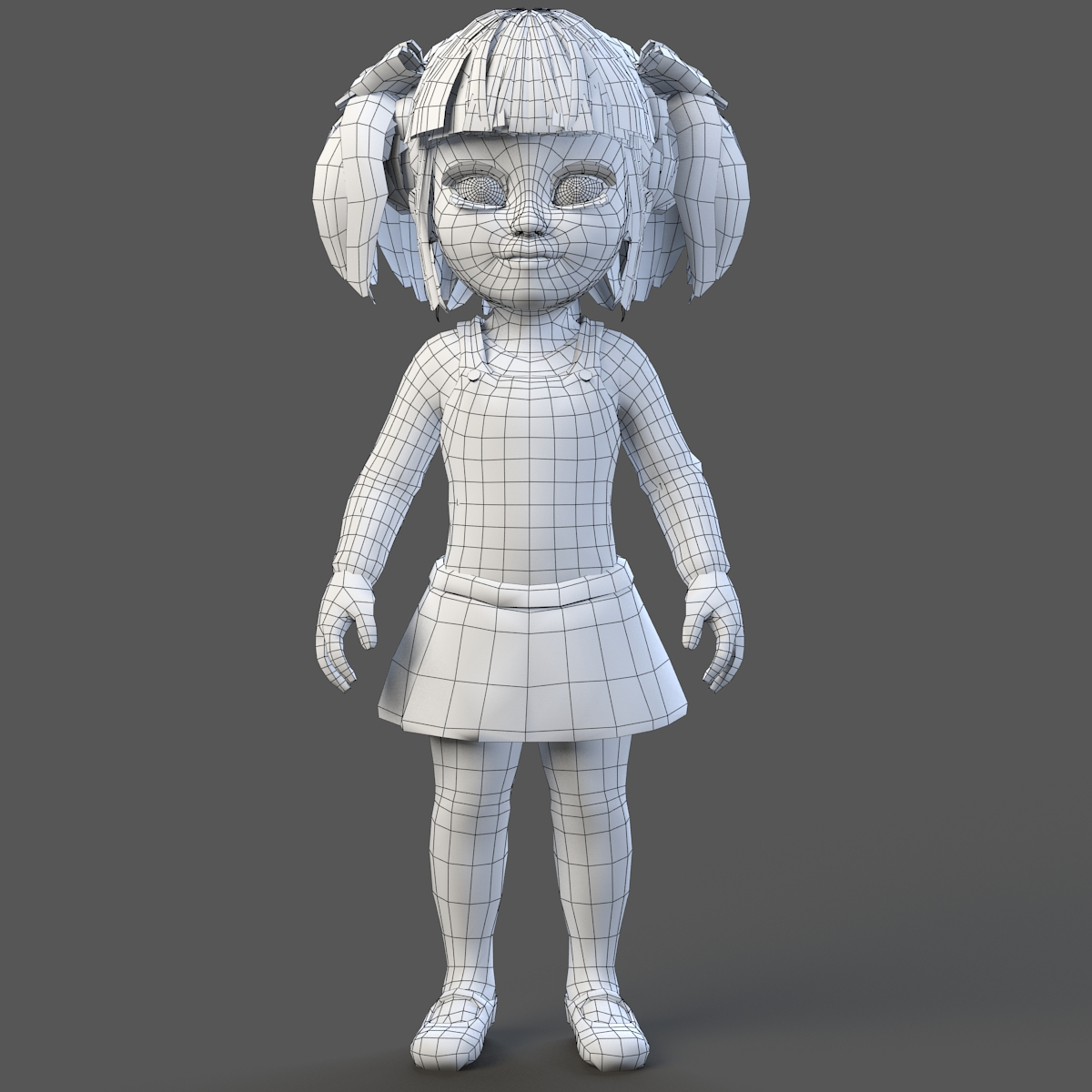3d cartoon child girl rigged model