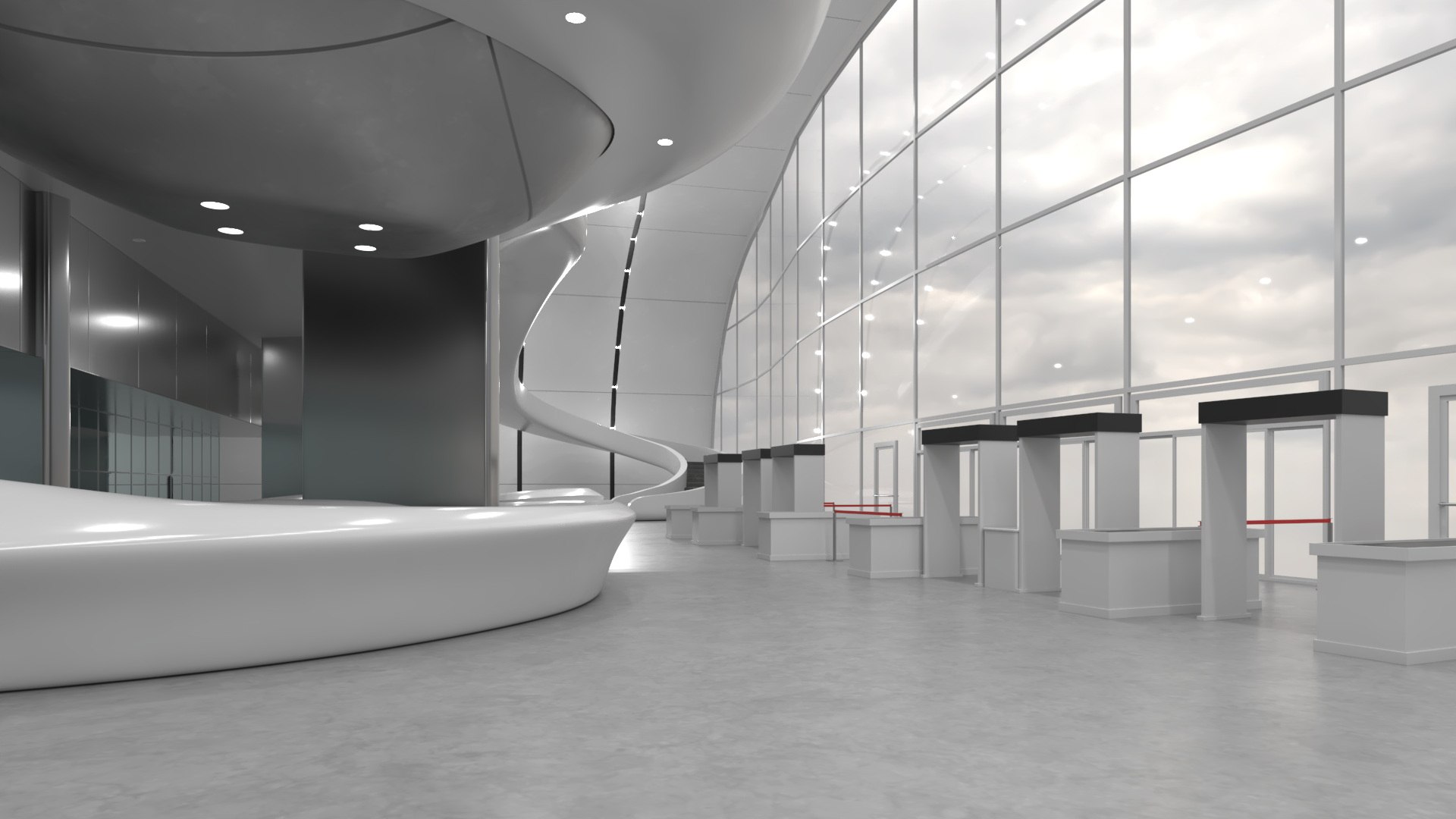 Futuristic Lobby Interior 3D Model - TurboSquid 2332362