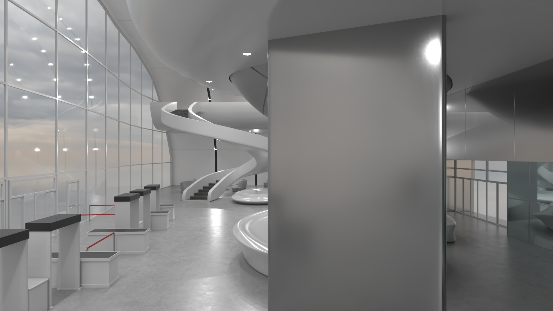 Futuristic Lobby Interior 3D Model - TurboSquid 2332362