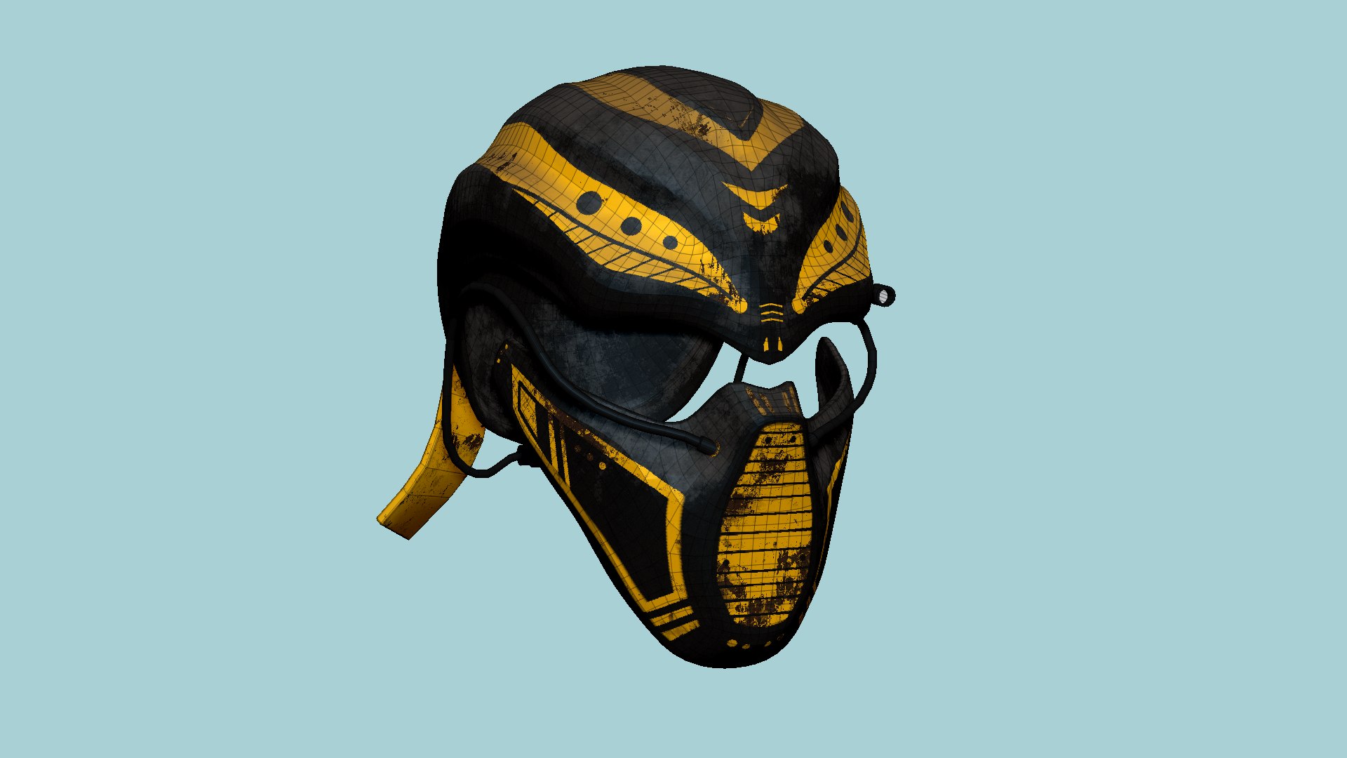3D SciFi Ninja Mask A09 Black Yellow - Character Design Fashion ...