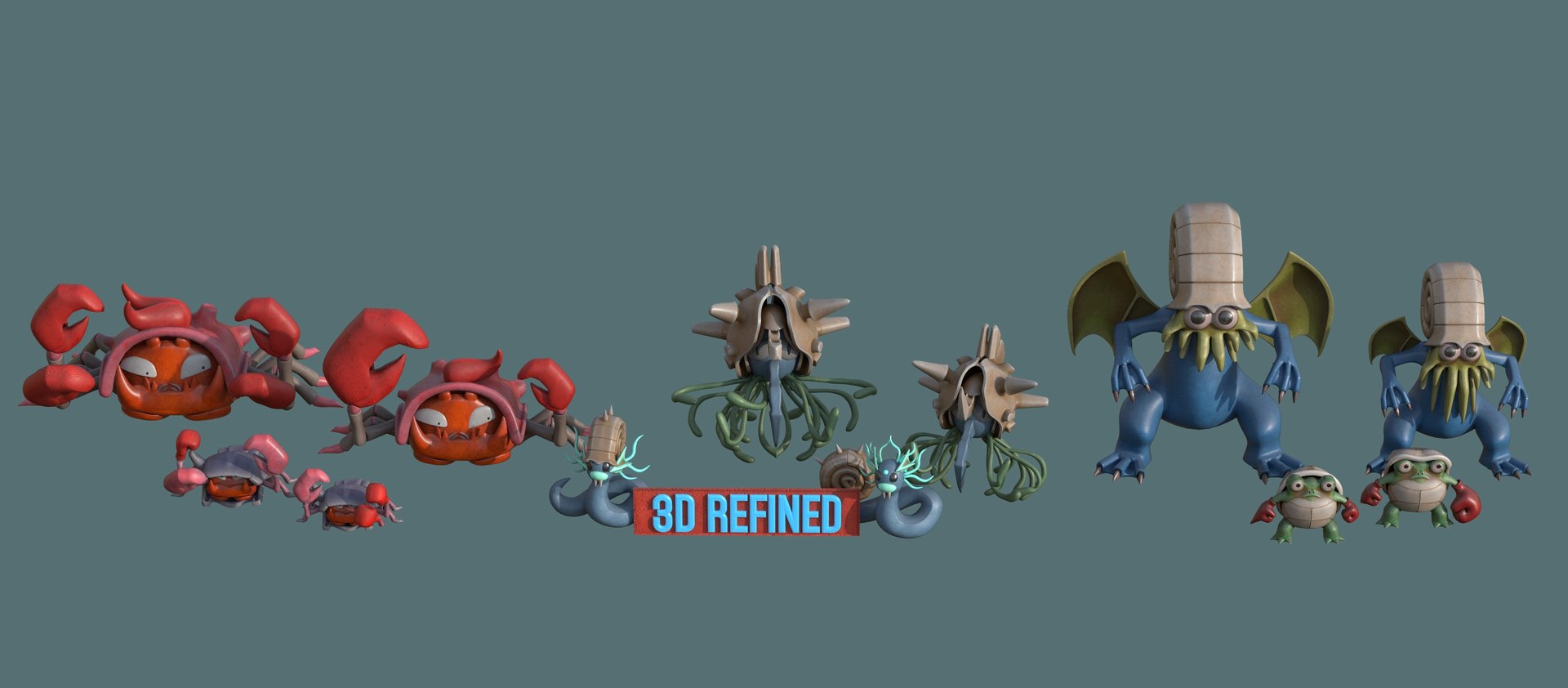 3D Game Ready Creature Bundles- Water And Sea Monsters- Evolution ...