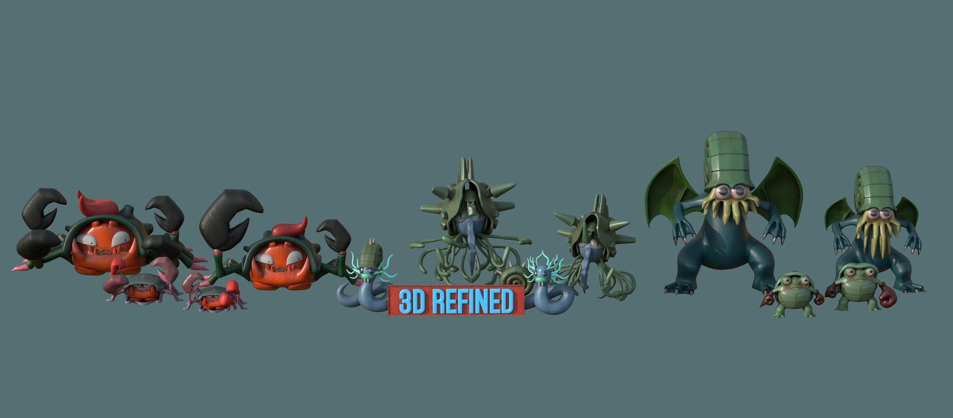 3D Game Ready Creature Bundles- Water And Sea Monsters- Evolution ...