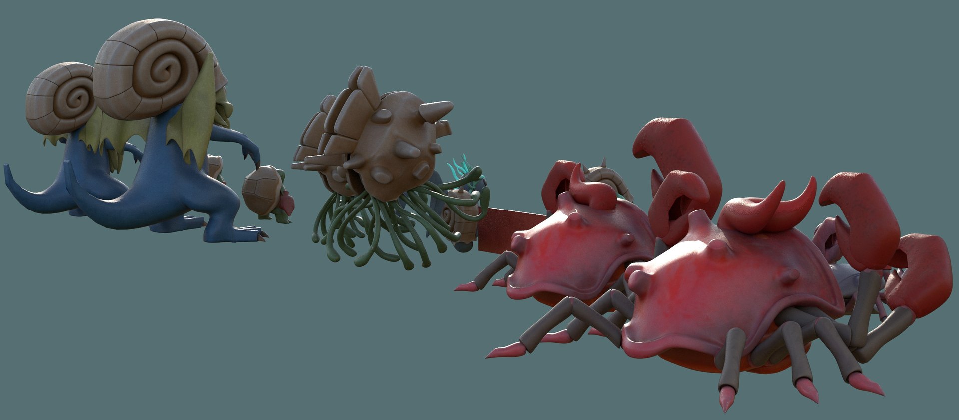 3D Game Ready Creature Bundles- Water And Sea Monsters- Evolution ...