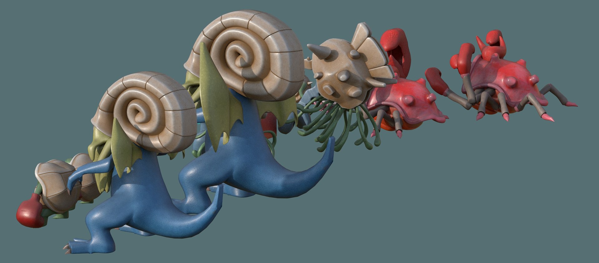 3D Game Ready Creature Bundles- Water And Sea Monsters- Evolution ...