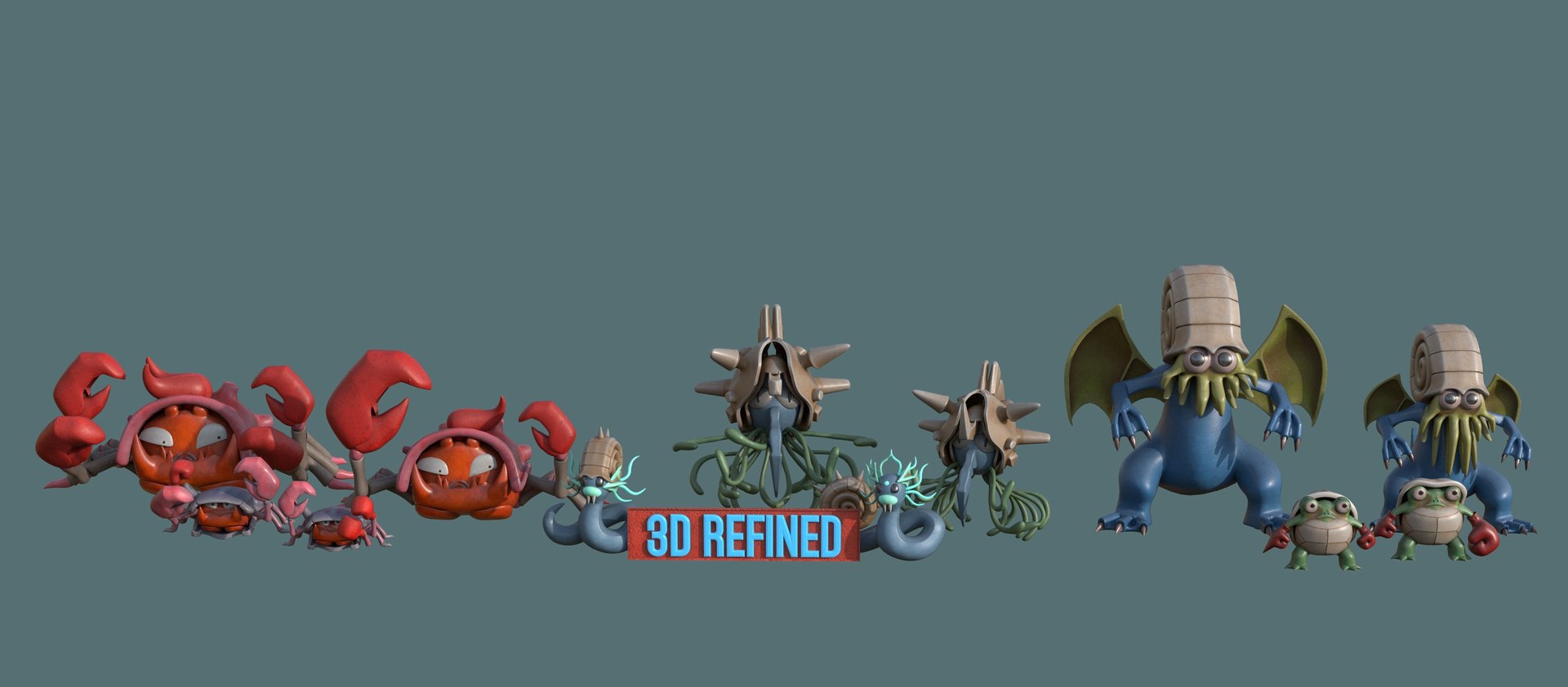 3D Game Ready Creature Bundles- Water And Sea Monsters- Evolution ...