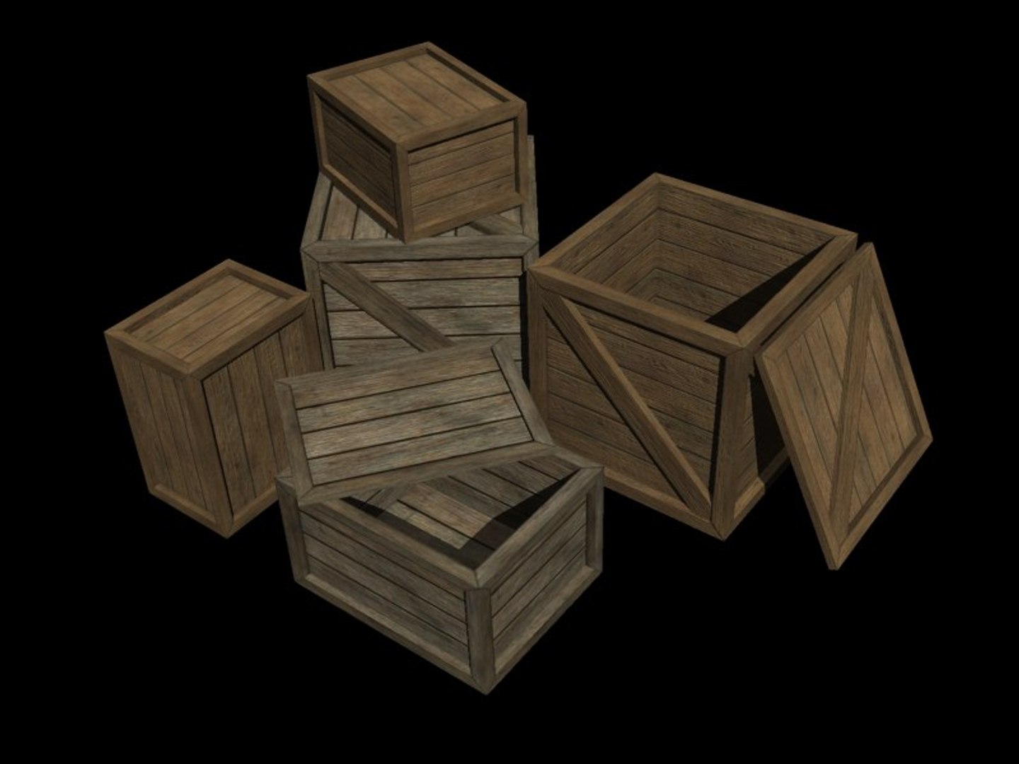 Crates Realtime Games 3d Model