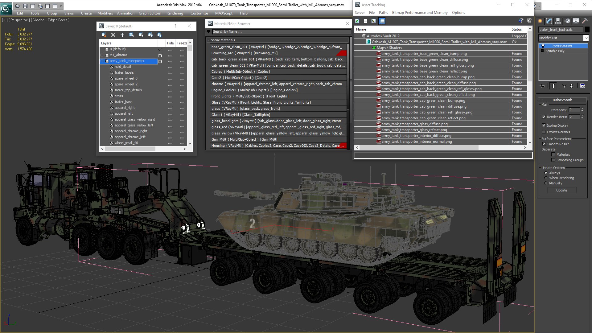 Oshkosh m1070 tank transporter 3D model - TurboSquid 1442895