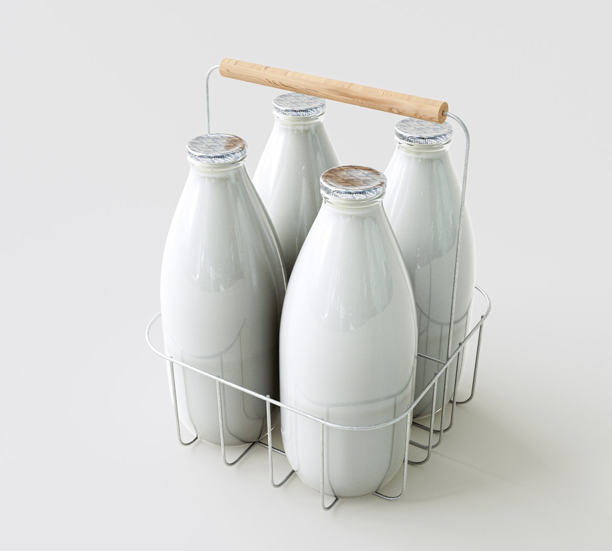 3D Vintage Milk Delivery Crate And Bottles - TurboSquid 2132662