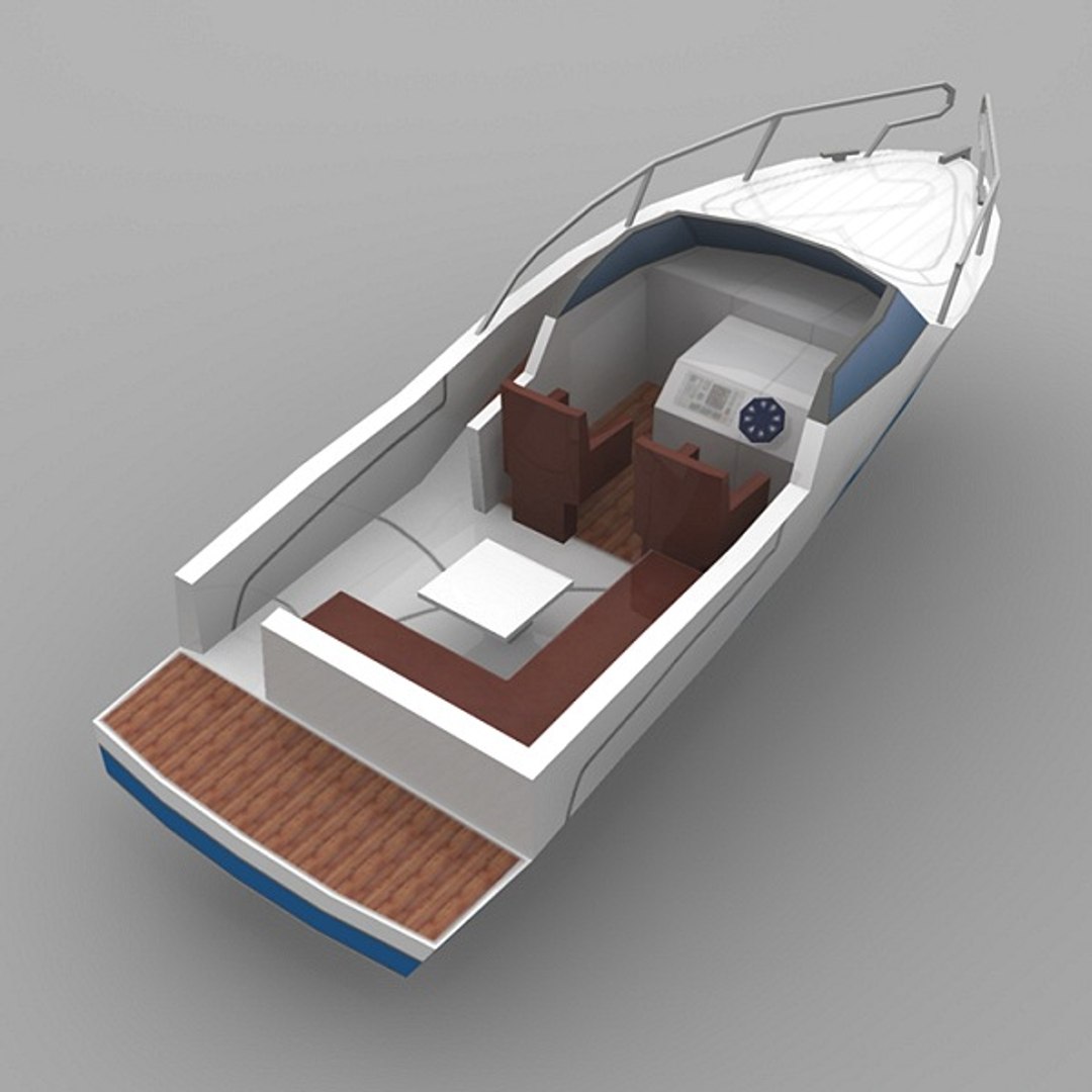 3d Low-poly Motor Boat Model