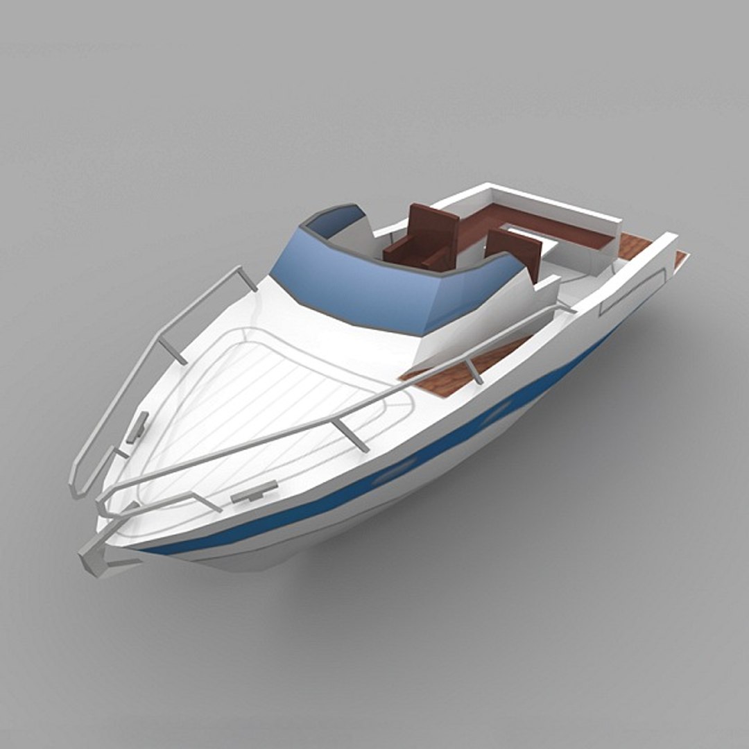 3d Low-poly Motor Boat Model