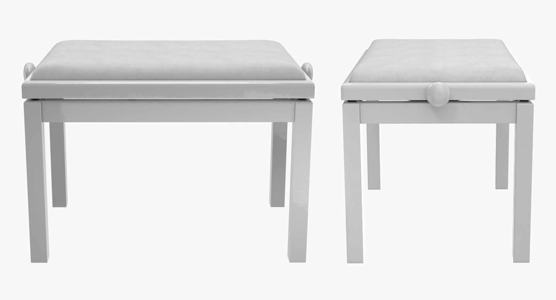 3D White Piano Bench Model - TurboSquid 1227519