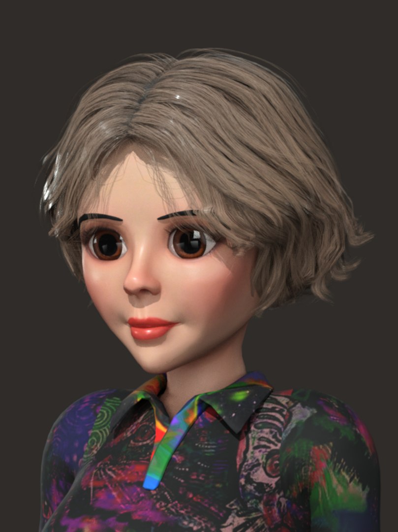 3D Model Cartoon Rigged Modern Cute Girl-2 Character 3D Model ...