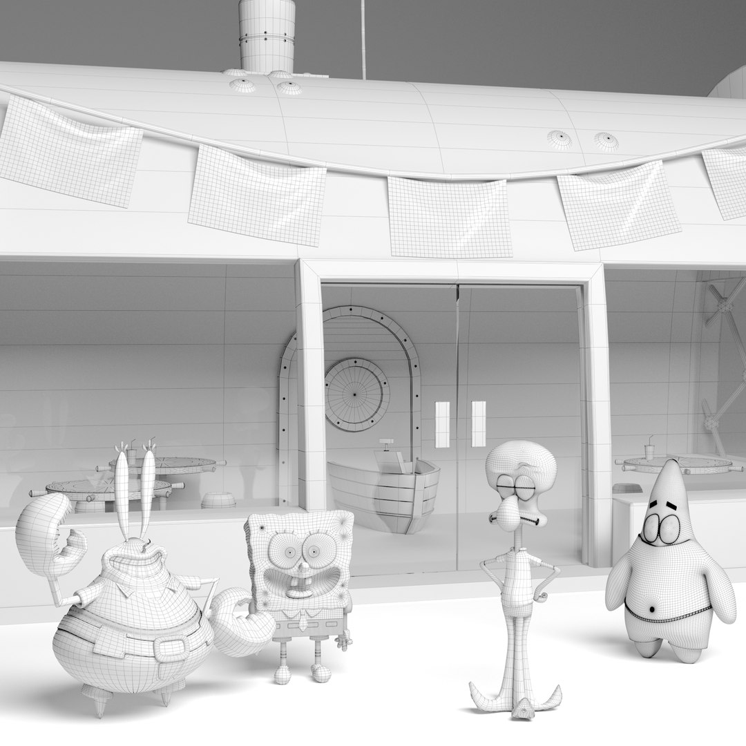 3D The Krusty Krab With SpongeBob Patrick Star Squidward And Mr Krabs ...