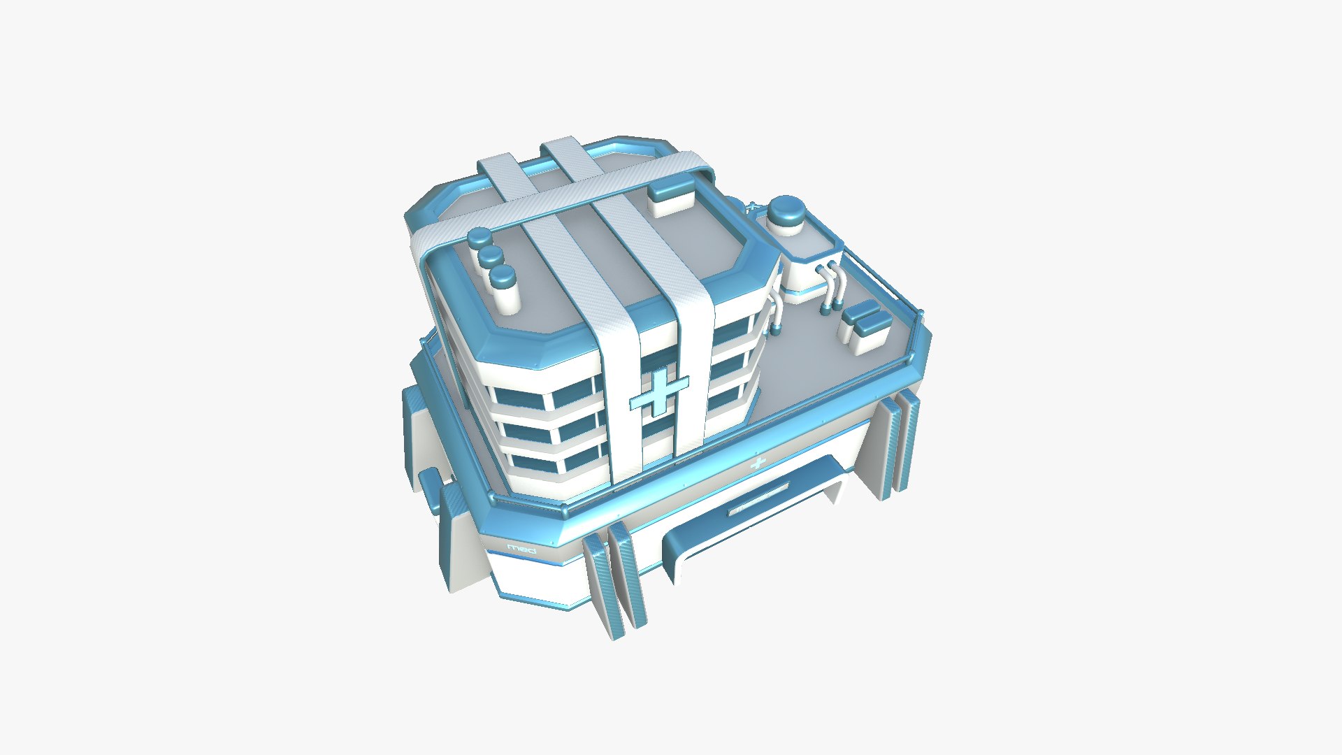 3D SciFi Hospital A01 White Blue - Sci Fi Exterior Design - TurboSquid ...