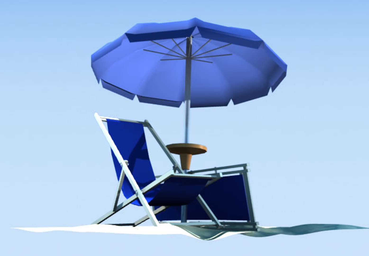3d model beach umbrella deckchairs