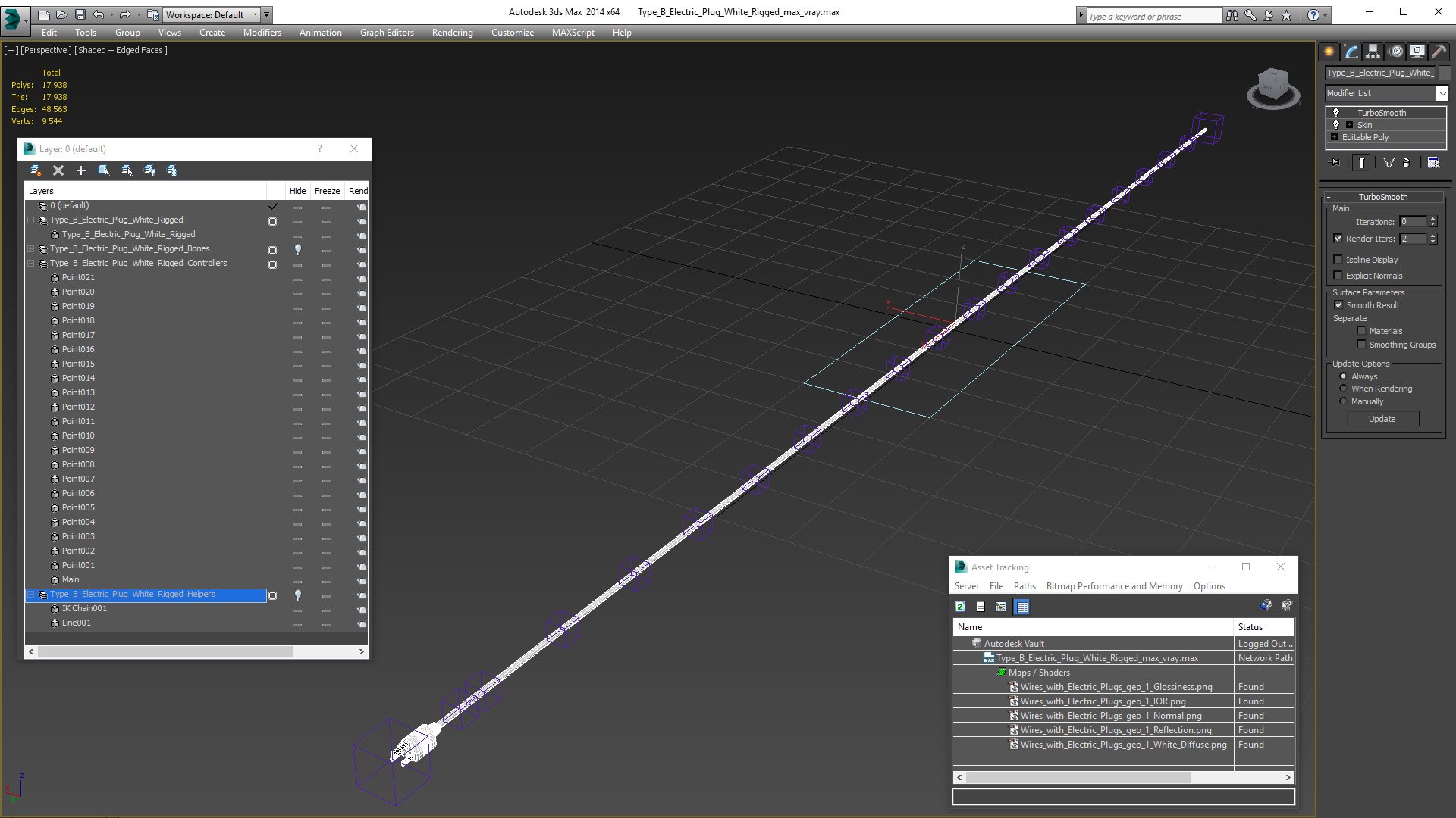3D Type B Electric Plug White Rigged model - TurboSquid 2041098