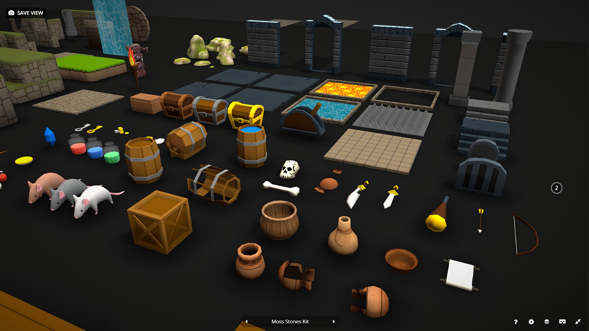 Modular Low Poly Cartoon Dungeon Props And Tileset Pack Model ...
