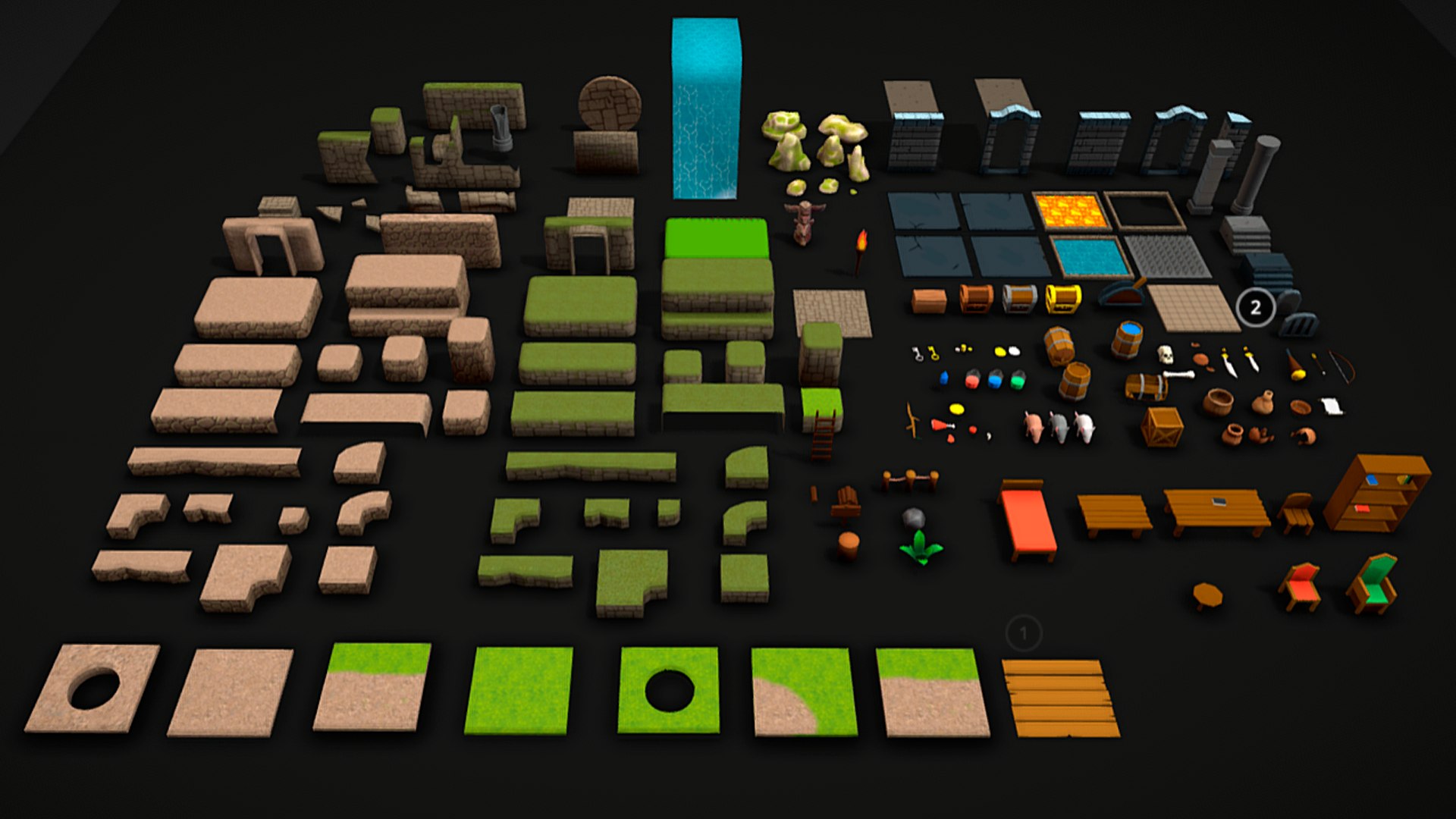 Modular Low Poly Cartoon Dungeon Props And Tileset Pack Model ...
