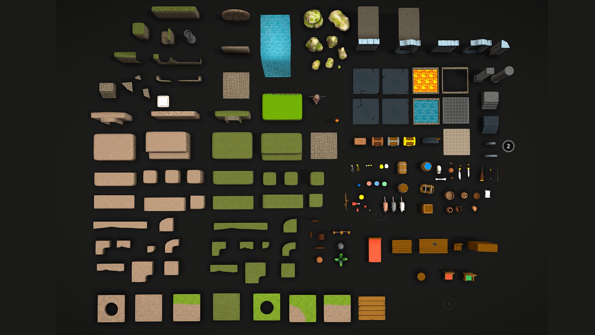 Modular Low Poly Cartoon Dungeon Props And Tileset Pack Model ...