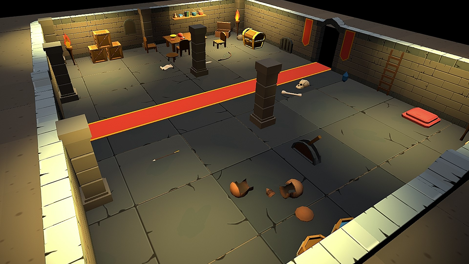 Modular Low Poly Cartoon Dungeon Props And Tileset Pack Model ...