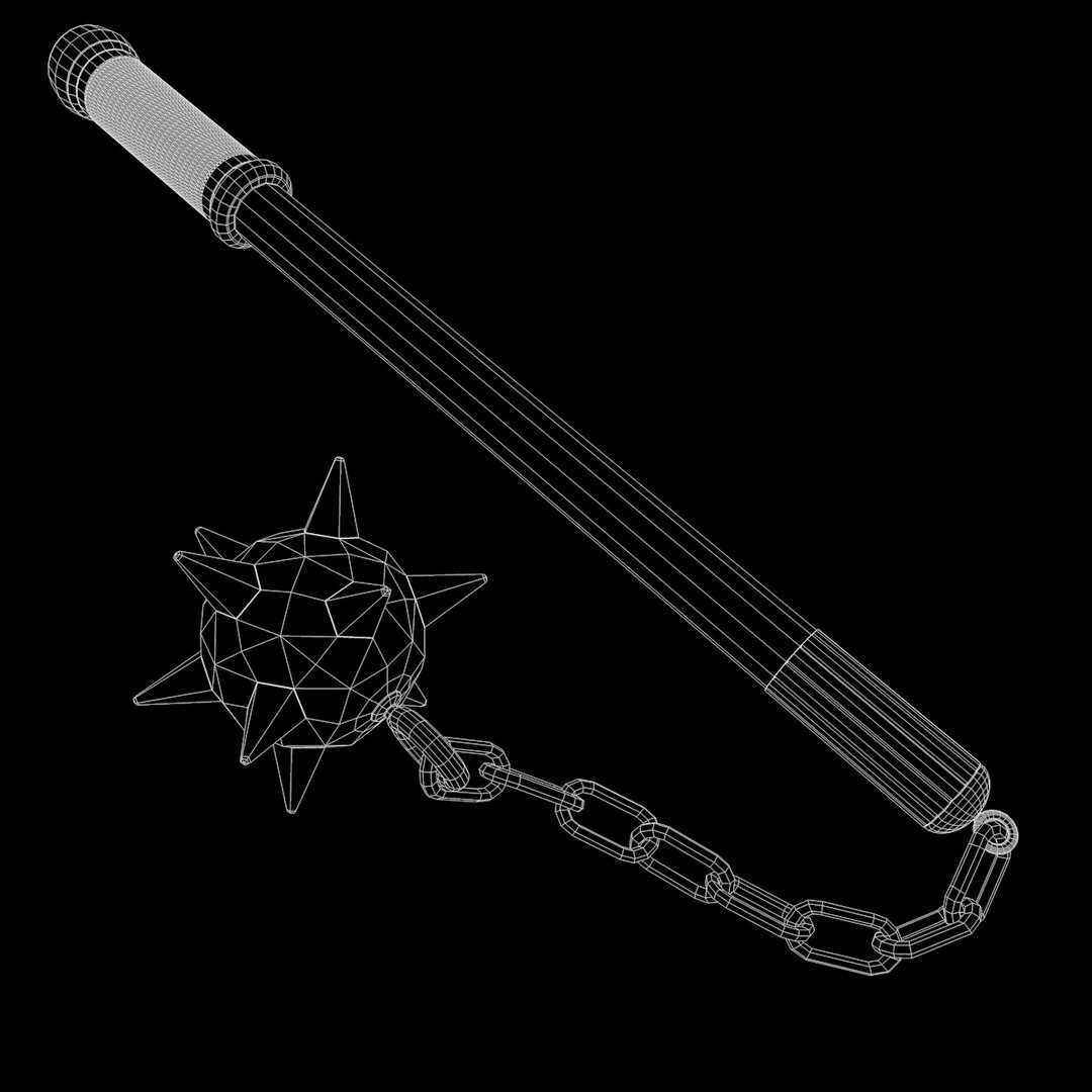 3d model antique medieval flail used