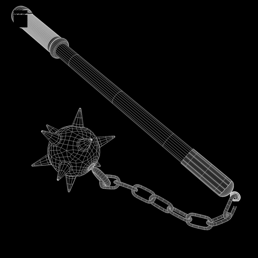3d model antique medieval flail used